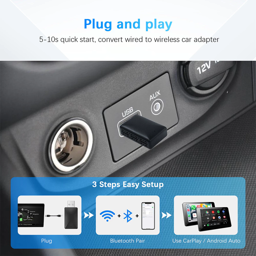 อะแดปเตอร์สมาร์ทมินิกล่อง Wireless CarPlay Plug Play Android auto ไร้ ...