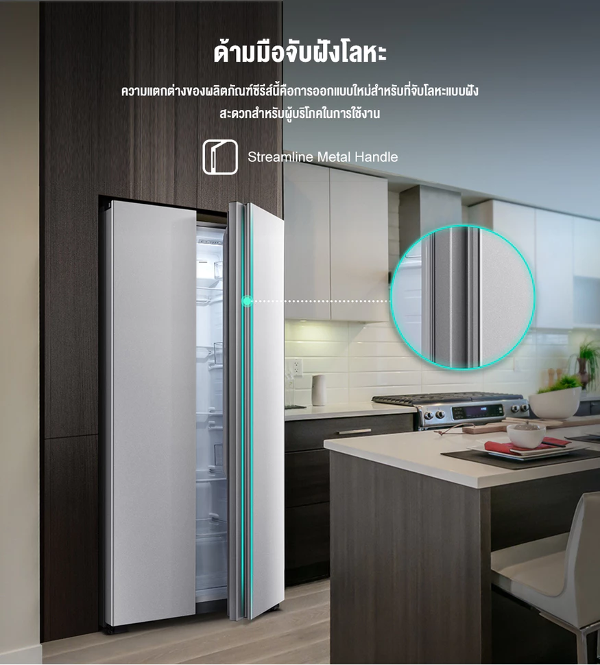 Hisense ตู้เย็น2 ประตู Side By Side :15.6Q/441 ลิตร รุ่น ERS428S ...