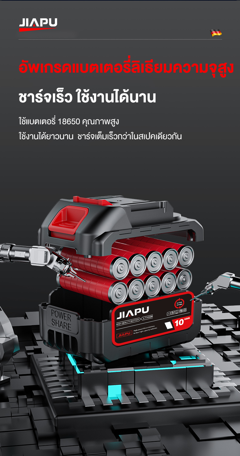 JIAPU พัดลมไร้แปรงเทอร์โบ แรงดัน 1600g ลมแรงระดับมืออาชีพ ปรับได้ 4 ระดับ เริ่มต้นด้วยปุ่มเดียว ...