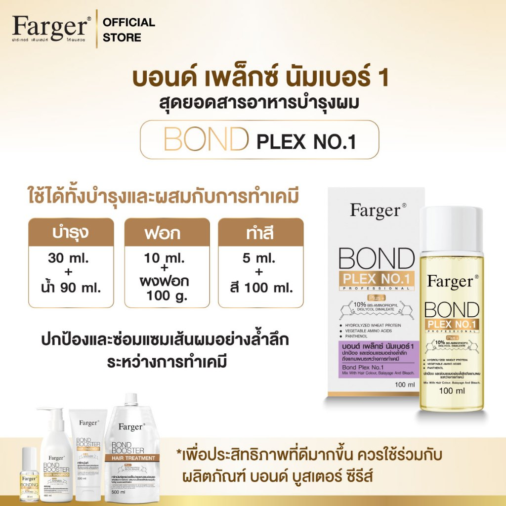 Farger Bond Plex No.1 ฟาร์เกอร์ บอนด์ เพล็กซ์ นัมเบอร์ 1 ปกป้องและซ่อมแซมผมอย่างล้ำลึกระหว่าทำ ...