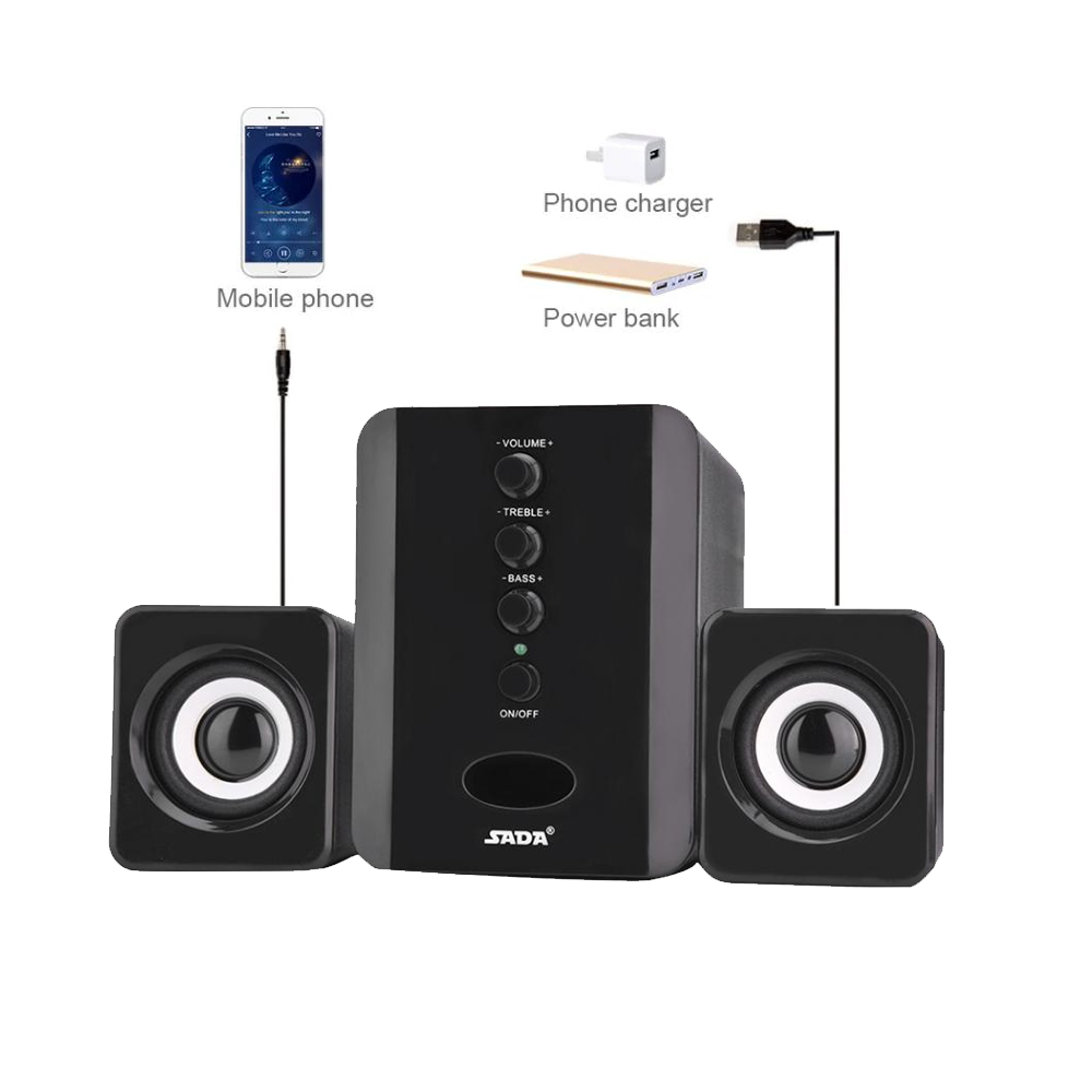 ลำโพง SADA D202 Stereo Speaker ลำโพงซับวูฟเฟอร์ ลำโพงคอมพิวเตอร์และมือ ...