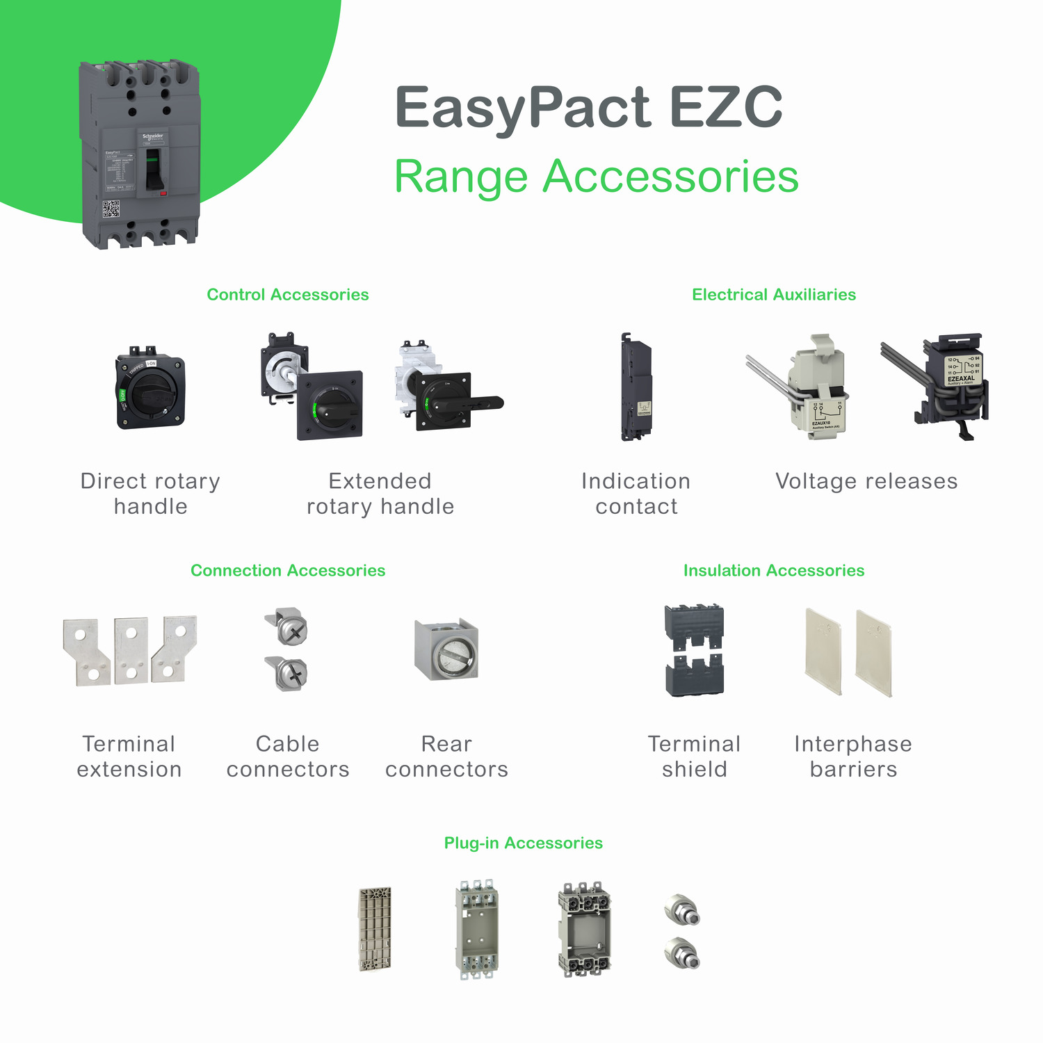 Schneider Electric circuit breaker,EasyPact EZC100F,TMD,60A ,3 poles 3d ...