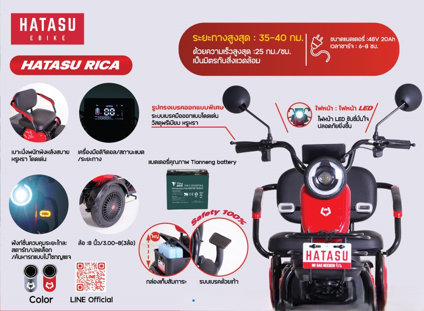 Hatasu RICA จักรยานไฟฟ้าสามล้อ｜ปลอดภัย ขับขี่นุ่มนวล รองรับทุกวัย ...