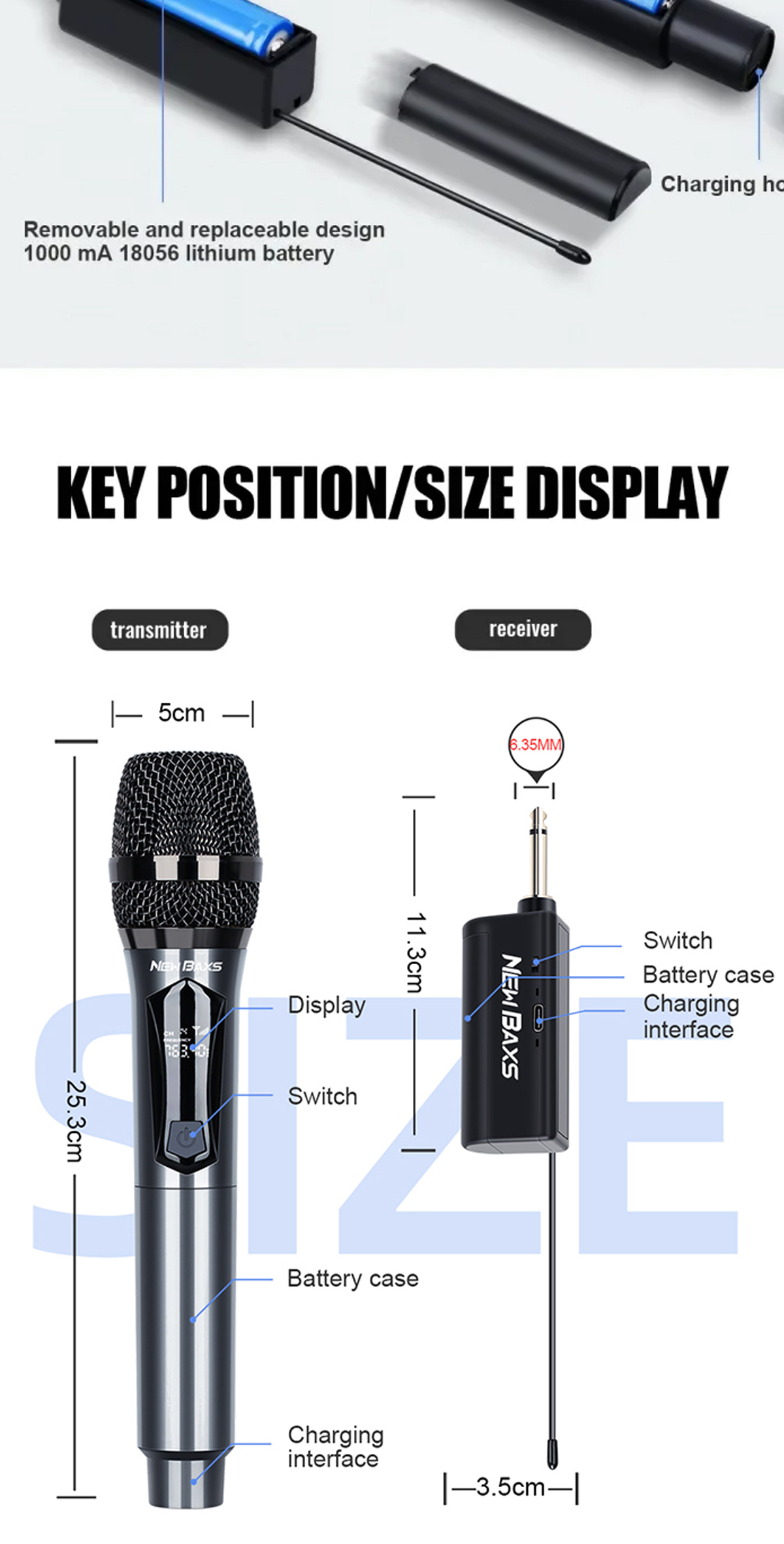 NEW BAXS [รุ่นอัพเกรดการชาร์จ] SU601/SU602 ไมโครโฟนไร้สาย UHF การชาร์จ ...