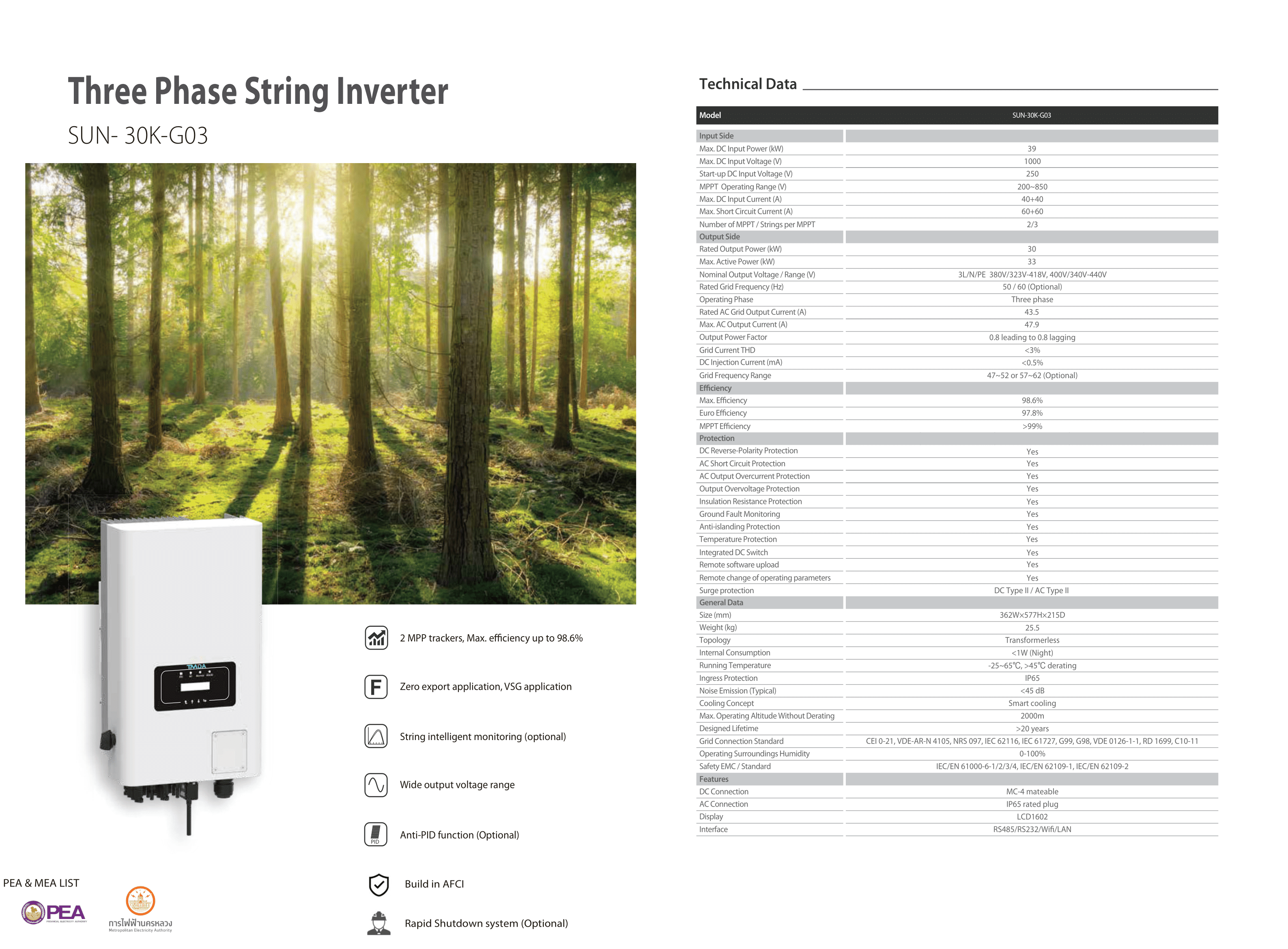 TMDA on grid inverter 3K 5K 10K 1phase 6K 10K 15K 20K 30K 50K 100K ...