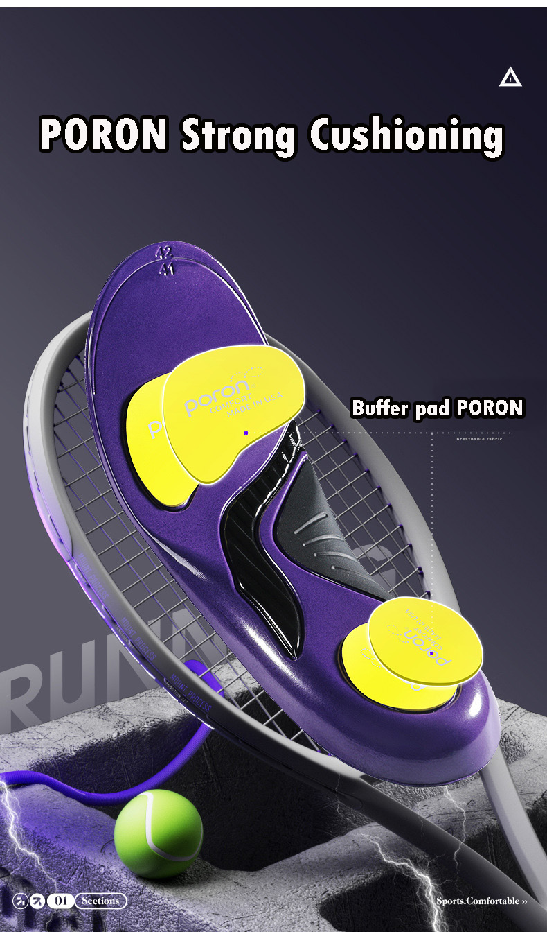 พื้นรองเท้าแบบสปอร์ต Poron+PU+mesh+เจล นุ่มสบาย พื้นรองเท้าดูดซับแรงกระแทกและระบายอากาศได้ดี ...