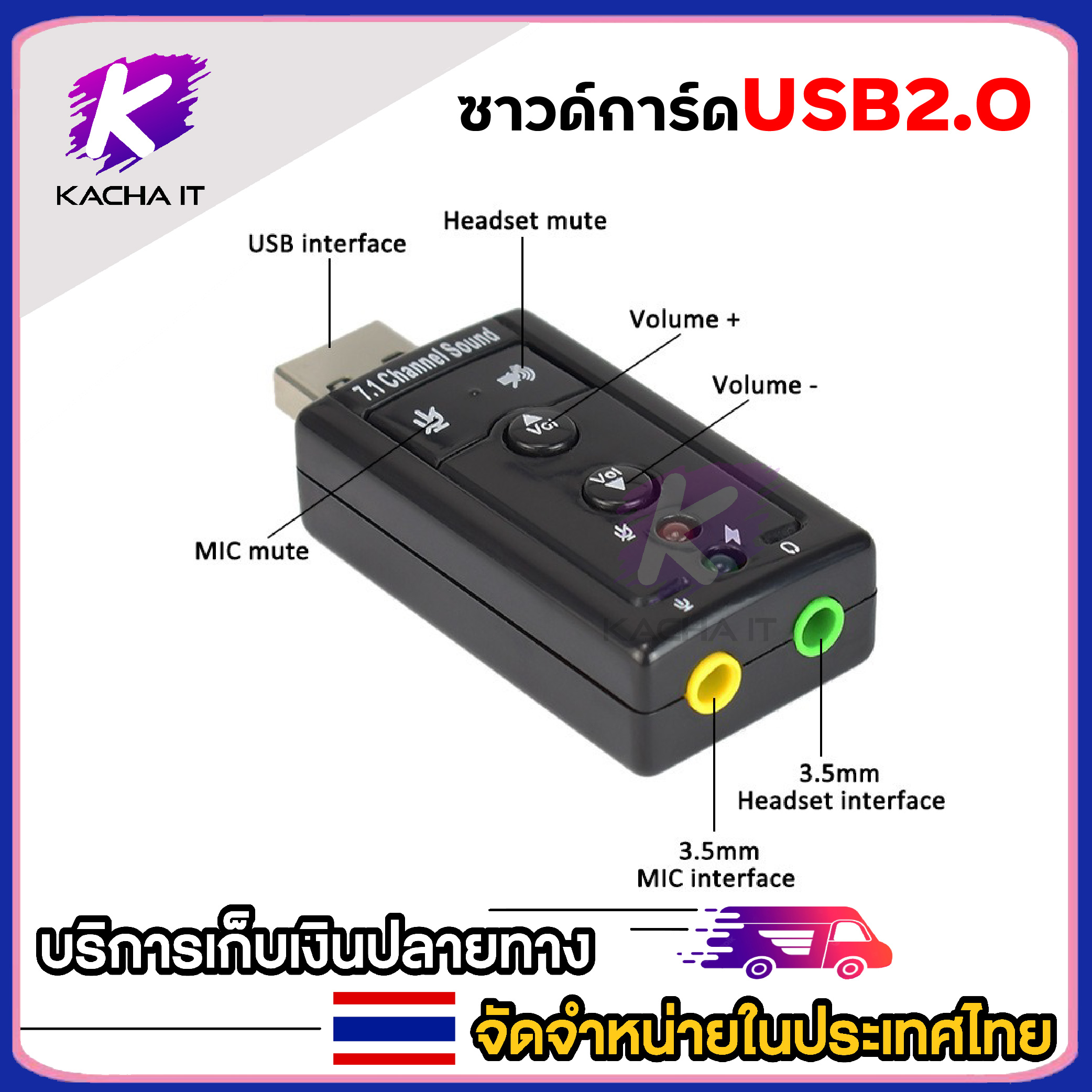 ซาวด์การ์ด การ์ดเสียง USB 2.0 Sound Card Adapter Audio 3D 12Mbps Virtual 7.1 (1ชิ้น) | Shopee ...