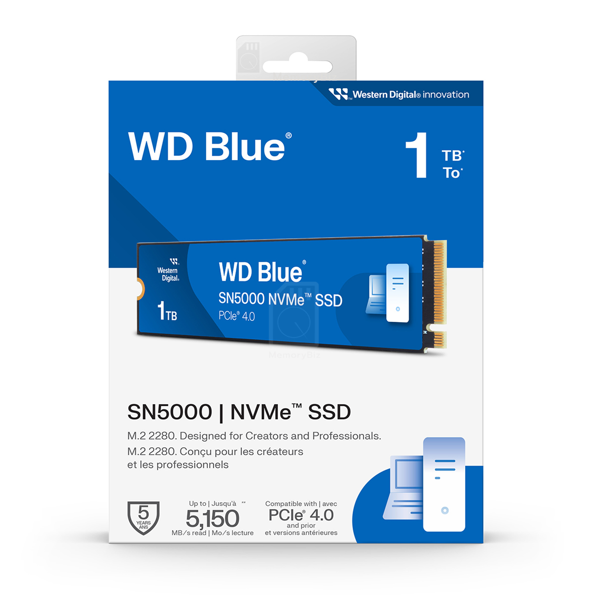 WD Blue SN5000 SSD 1TB M.2 2280 NVMe Gen4 Speed Up to 5,150MB/s ,5Y WDS100T4B0E เอสเอสดี ประกัน ...