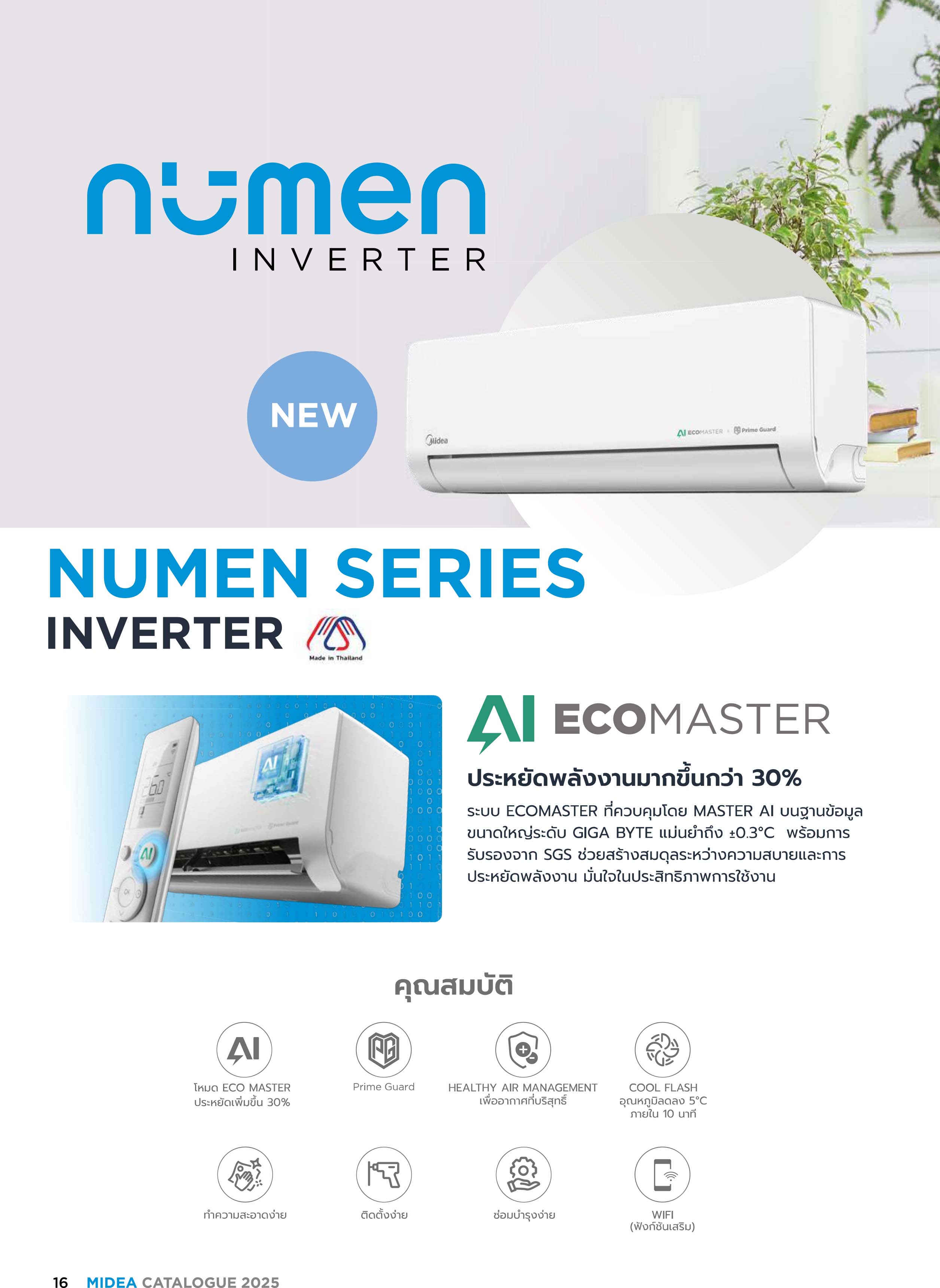 🔥ติดฟรี🔥แอร์บ้าน MIDEA รุ่น Numen Series (MSNE) 2025 ระบบ INVERTER ...