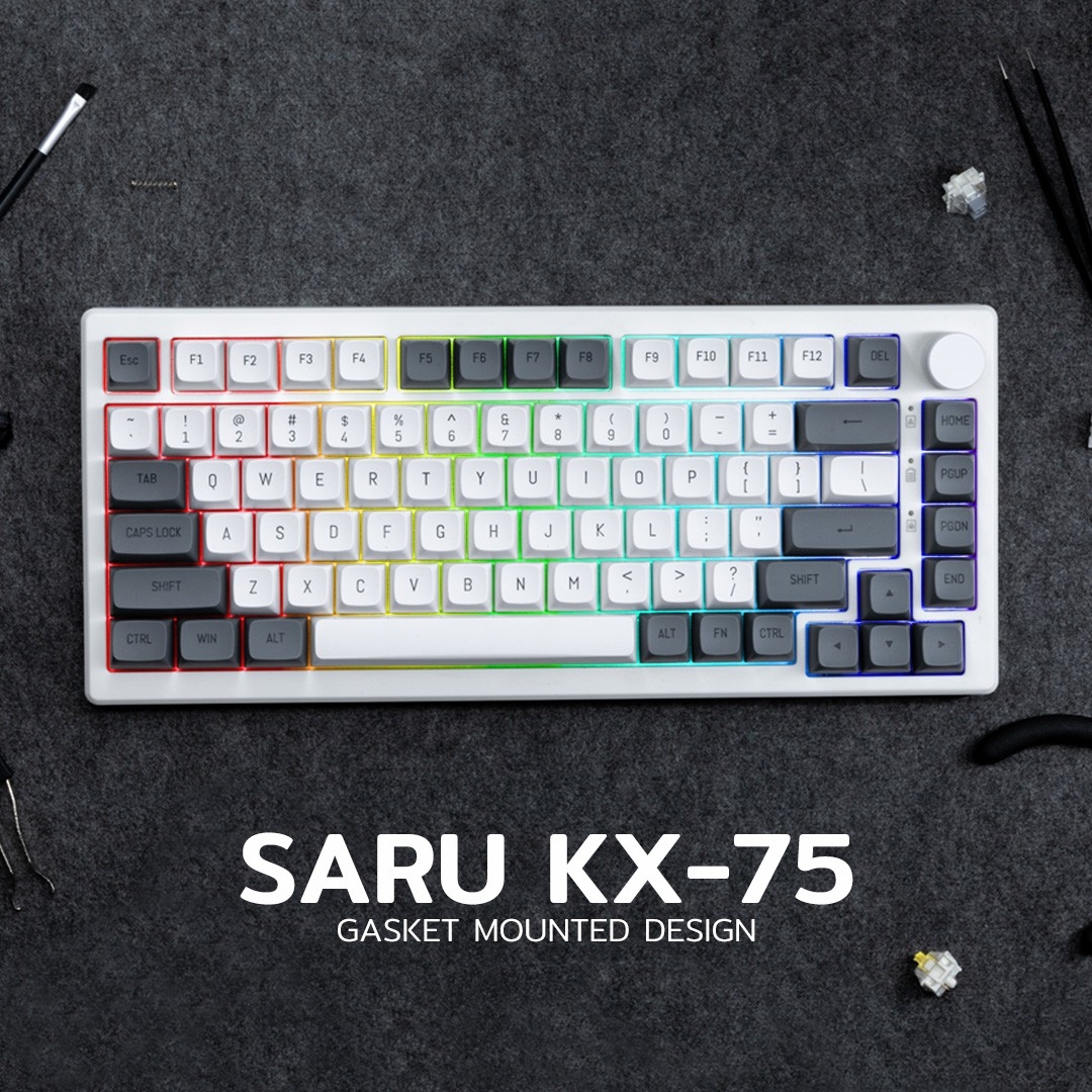 [รับประกัน 1 ปี] SARU SPACE คีย์บอร์ดเกมมิ่ง KX-75 Full custom GASKET MOUNTED DESIGN พร้อม ...