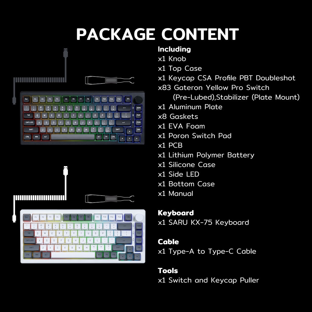 [รับประกัน 1 ปี] SARU SPACE คีย์บอร์ดเกมมิ่ง KX-75 Full custom GASKET ...