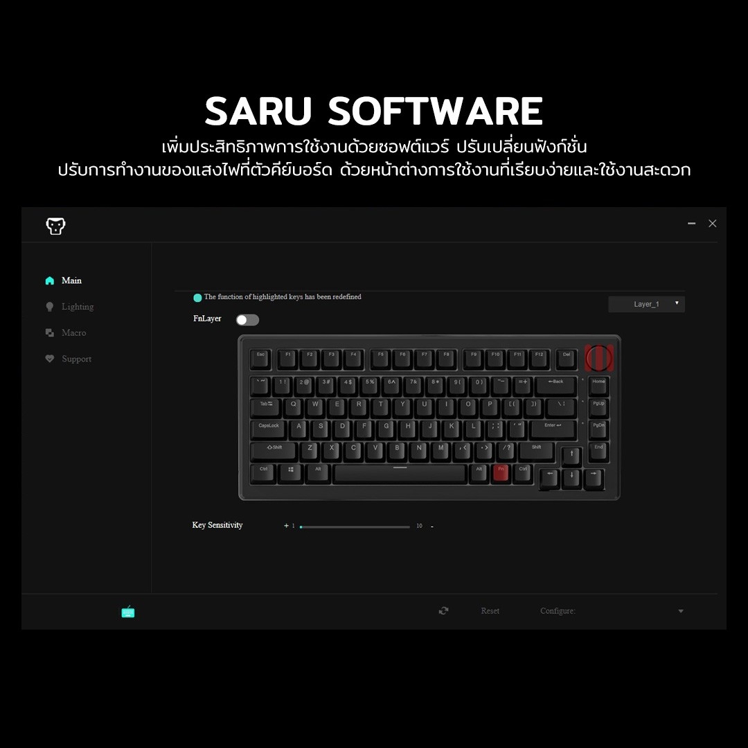 [รับประกัน 1 ปี] Saru Space คีย์บอร์ดเกมมิ่ง Kx 75 Full Custom Gasket