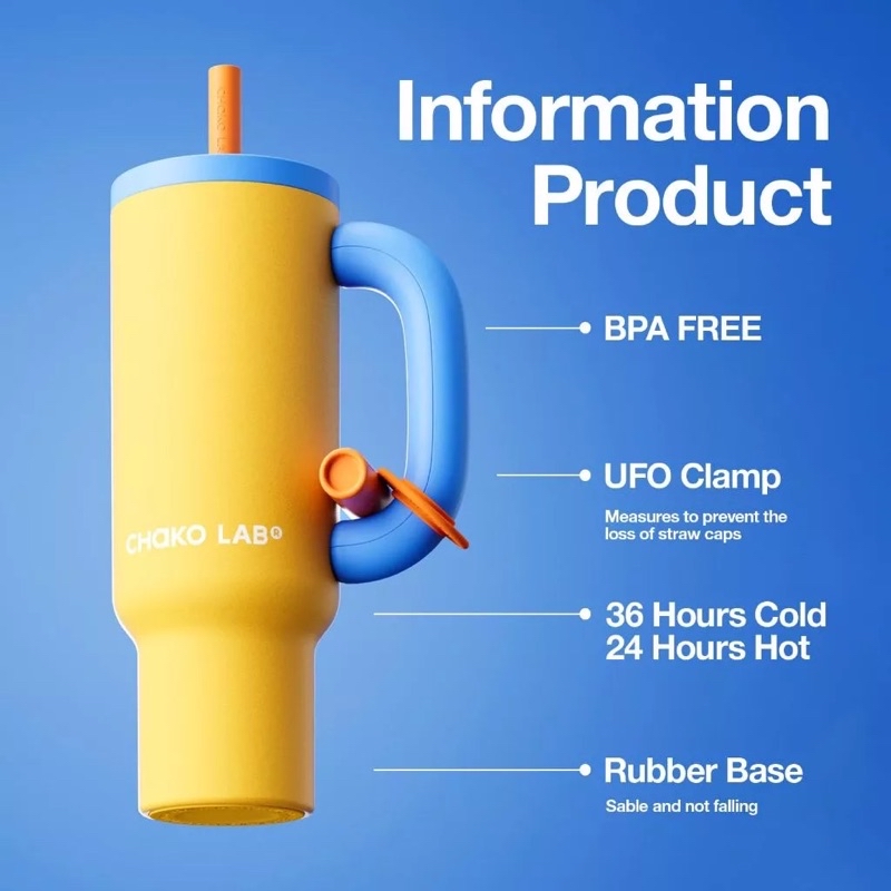 พร้อมส่งจากไทย Chako Lab แก้วเก็บความเย็น ของแท้ 1050ml สุดฮิต แถมแปรง ...