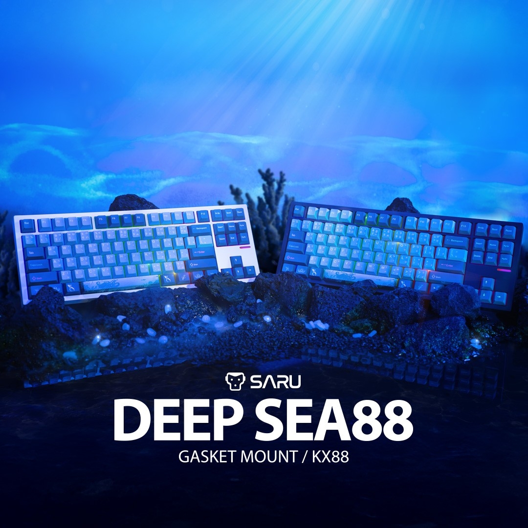 [สินค้าประกันศูนย์ 1 ปี] SARU คีย์บอร์ดเกมมิ่งบลูทูธ-ไร้สาย KX-88 Deep Sea TKL Keyboard มาพร้อม ...