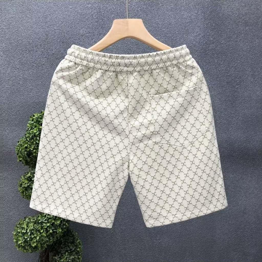 กางเกงขาสั้นผู้ชาย ไซส์ใหญ่ ลําลอง ทรงหลวม วินเทจ สีดำ ผ้าไหมน้ําแข็งมี ...