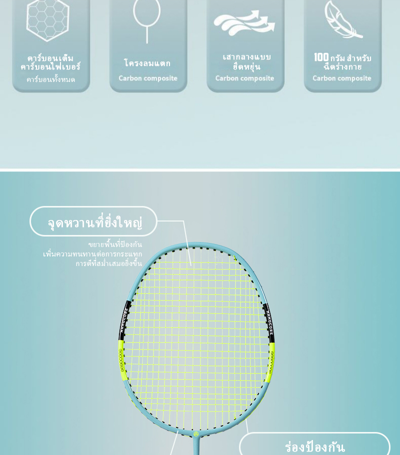 ชุดไม้แบดมินตัน】ALP SZZ Gemini 4U G5 คาร์บอนไฟเบอร์ 100% สําหรับผู้ ...