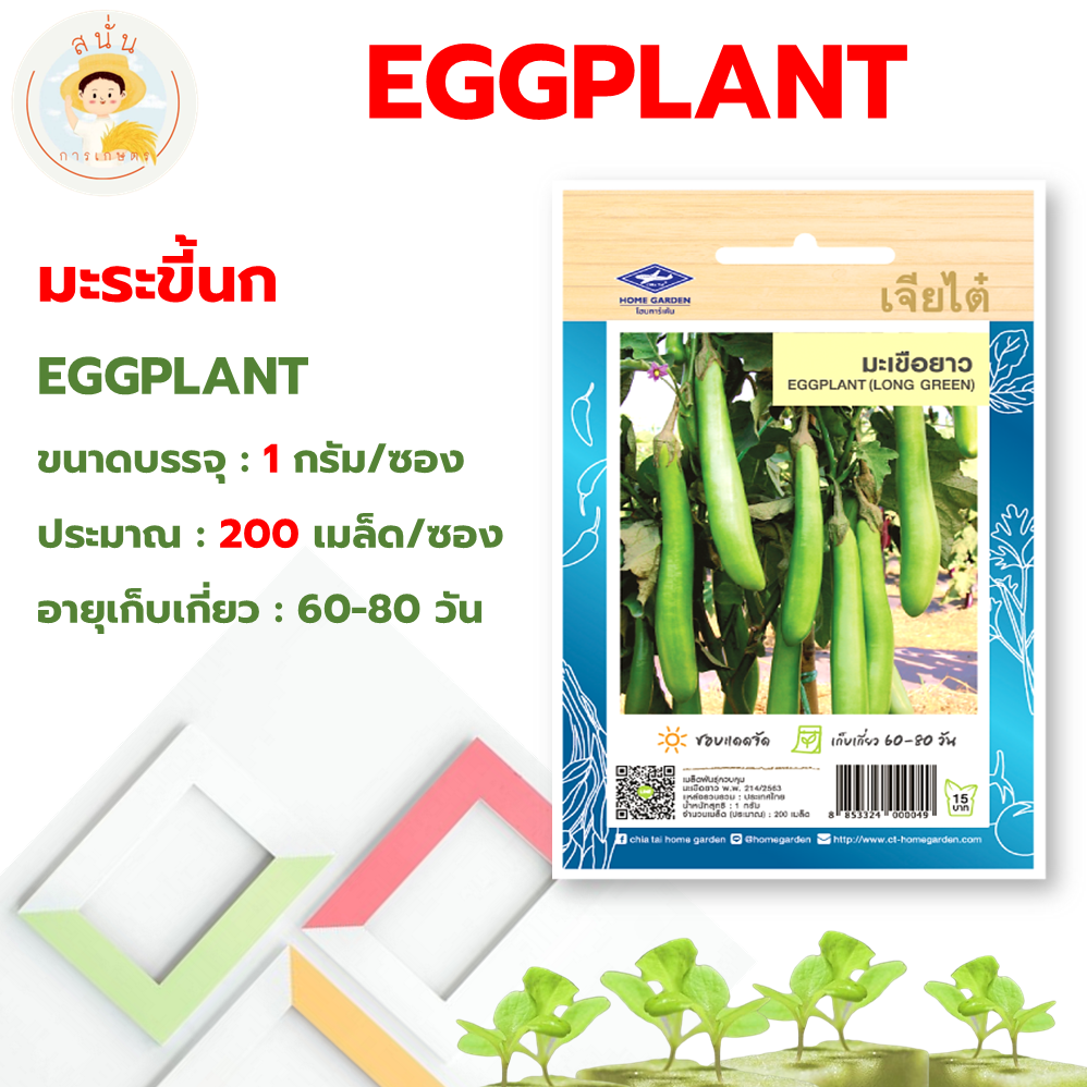 เมล็ดพันธุ์ มะเขือยาว (Eggplant) ผักซอง เจียไต๋ OP ขนาด 1 กรัม (ประมาณ ...