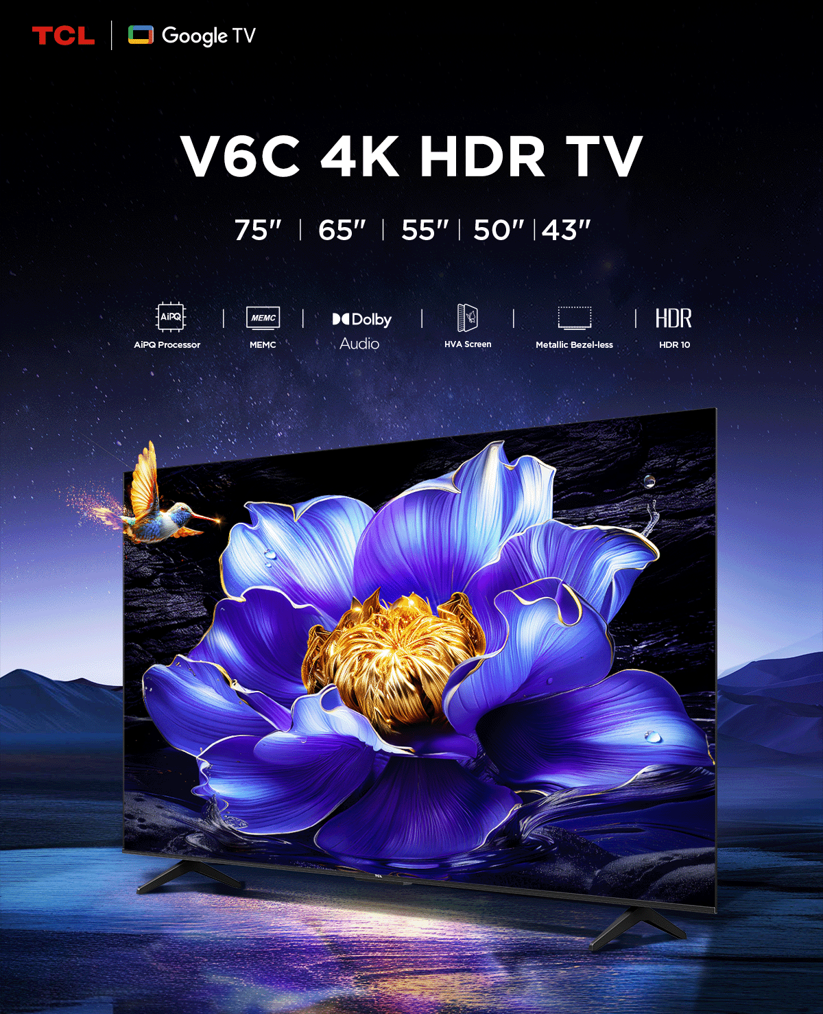 [NEW 2025] TCL ทีวี 55 นิ้ว 4K UHD Google TV รุ่น 55V6C HVA Panel,Dynamic Color Enhancement ...