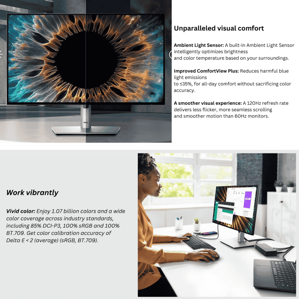 Dell U2424H UltraSharp 24 Monitor FULL HD 120Hz IPS sRGB, 100% USB-C ...