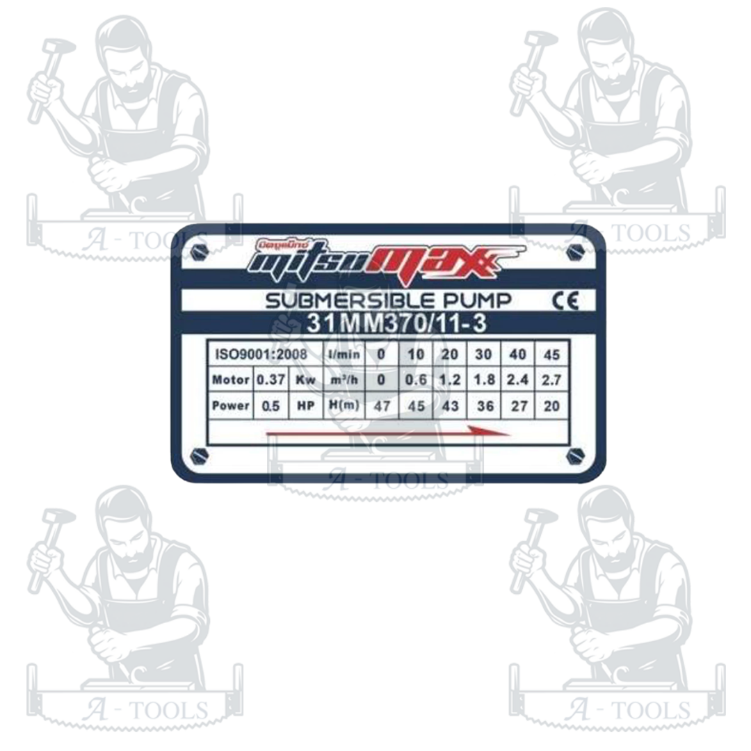 MITSUMAX ปั๊มบาดาล AC 220V บ่อ 3" 0.5 HP รุ่น 31MM370/11-3 [ท่อส่ง 1 ...