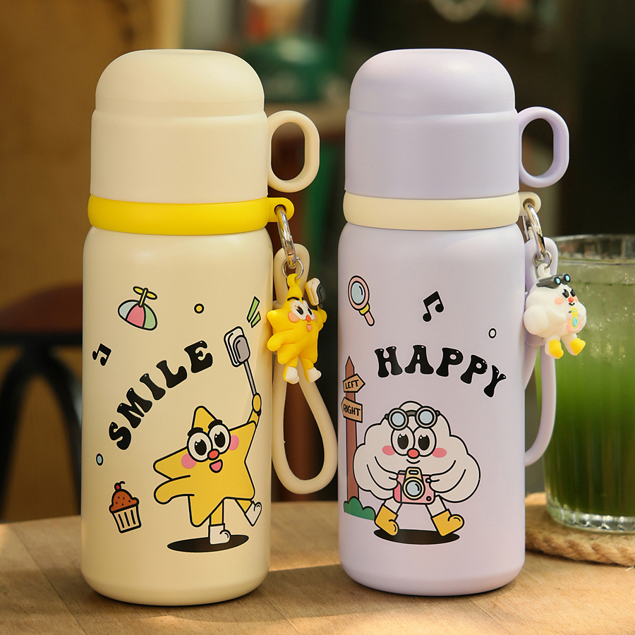 ร์ตูนน่ารักๆขวดน้ําเด็ก 430ml สแตนเลส 316แ วัสดุปลอดภัย กันความร้อน แก้วมีฝา แก้วกาแฟ พกพาสะดวก ...