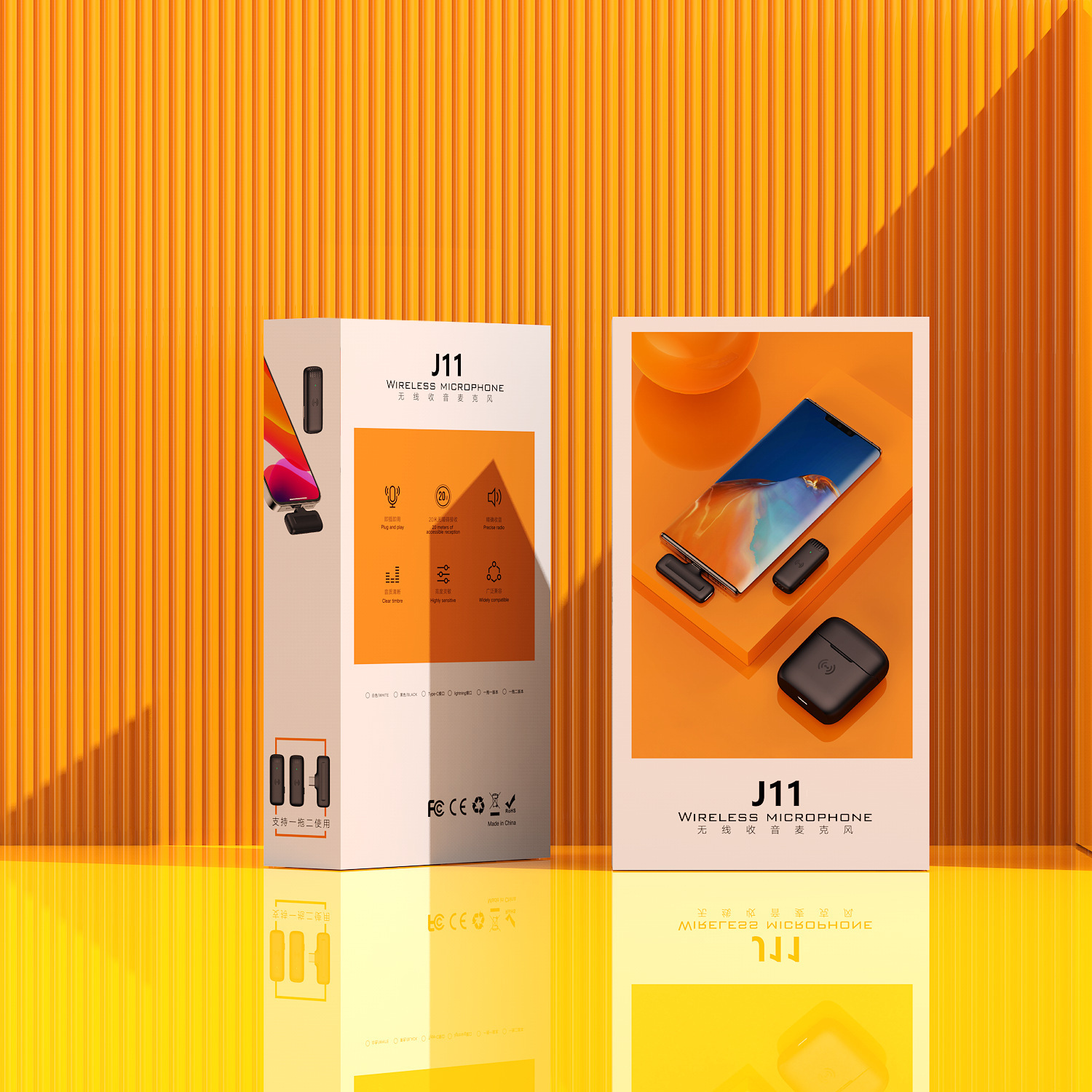 J11/J13 ไมโครโฟนไร้สาย Wireless Microphone พร้อมเคสชาร์จพกพา ไมค์ไลฟ์สด หนีบปกเสื้อ ตัดเสียงรบ ...