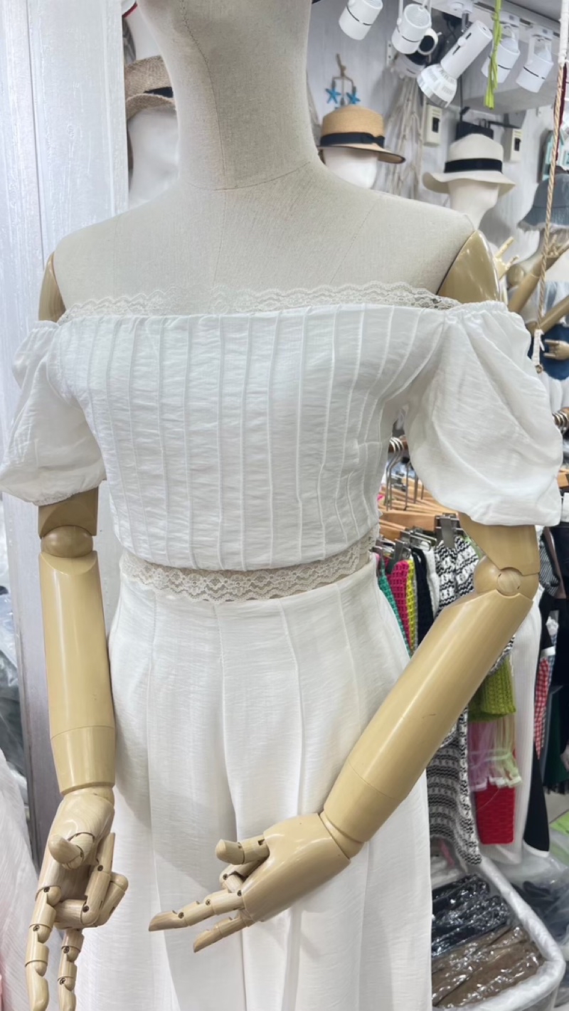 Teera ️พร้อมส่ง Set2ชิ้น💖เสื้อครอปแขนตุ๊กตา+กางเกง ผ้าสลาฟเนื้อดี พริ้ว ใส่สบาย พรางหุ่น ...