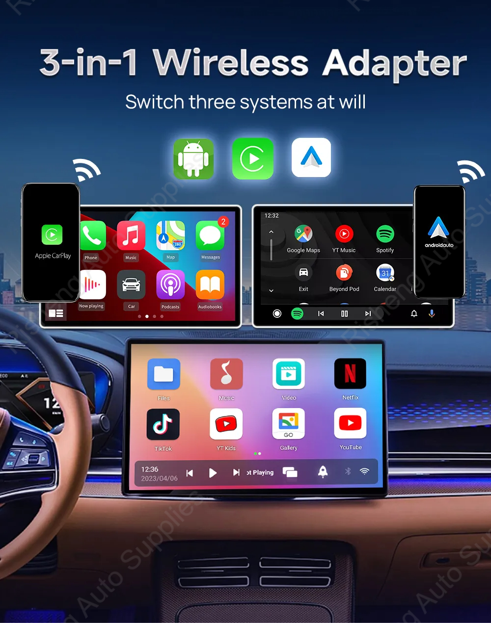 Carlinkit Carplay AI box Android auto Wireless Carplay Dongle รถ ...