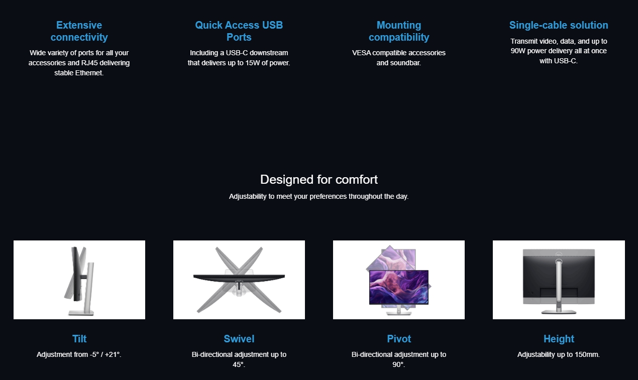 Dell Pro P2425E 24" USB-C Hub Monitor, WUXGA 1920 x 1200 16:10,100Hz ...