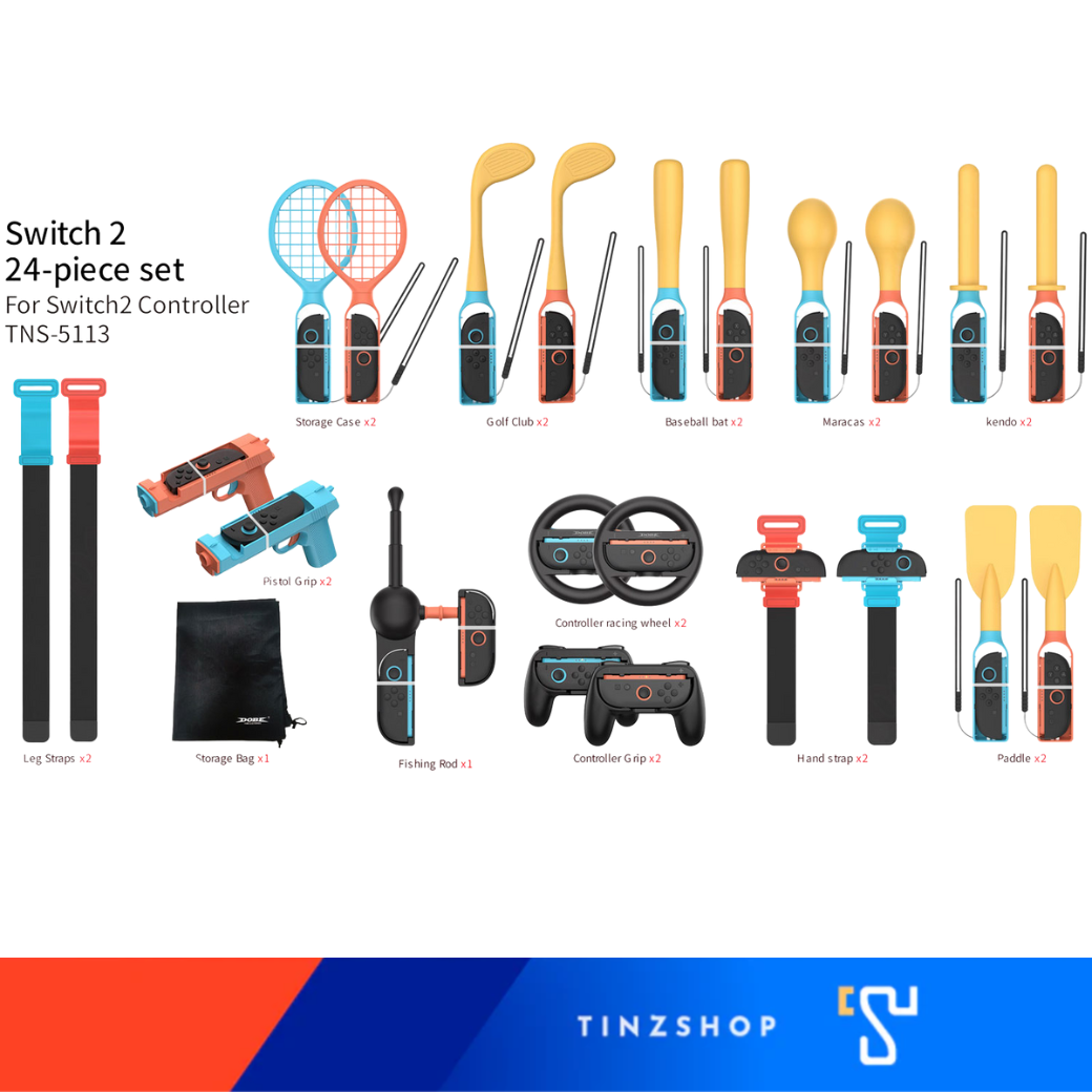 [ Switch2 ] DOBE TNS-5113 ชุดอุปกรณ์เสริม 24 in 1 เล่นเกมกีฬา Joy-Con พร้อมกระเป๋าเก็บ | Shopee ...