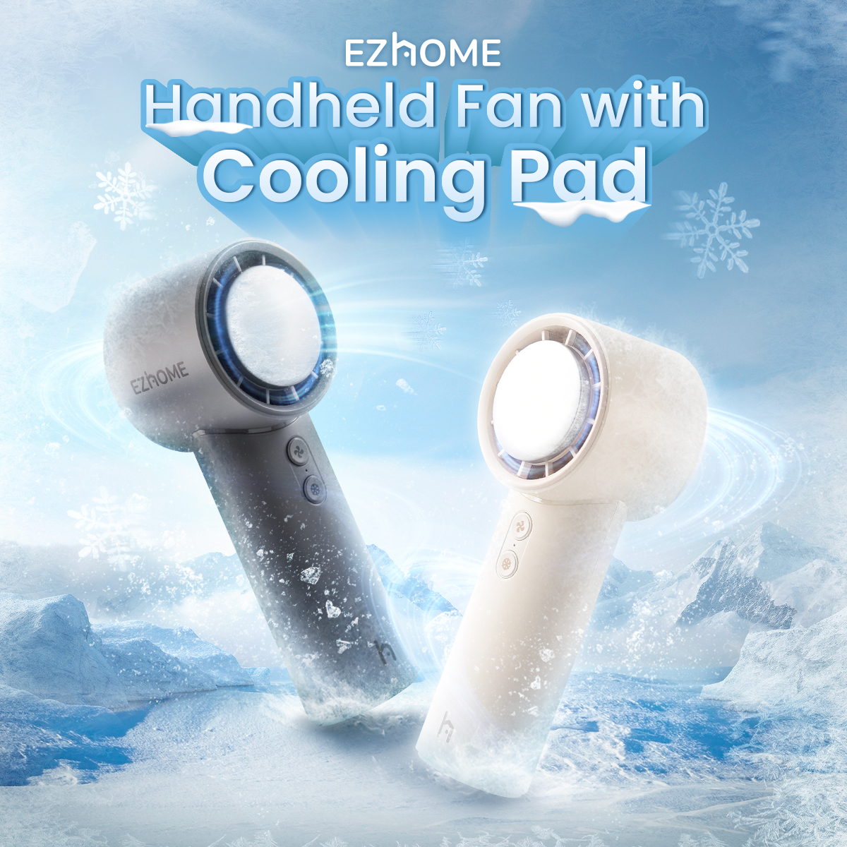 EZhome Handheld Fan with Cooling Pad พัดลมมือถือ พัดลมพกพาพร้อมแผ่นทำ ...