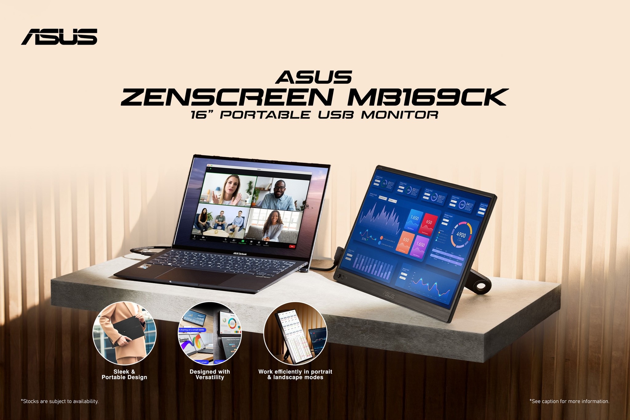 [Free Stand MTS02D] ASUS ZenScreen MB169CK Portable Monitor Full HD ...