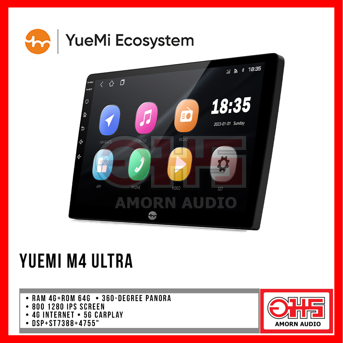 YueMi Ecosystem YueMi M4 Ultra วิทยุแอนดรอยด์ Ram 4 , Rom 64 จอแอนดรอย ...
