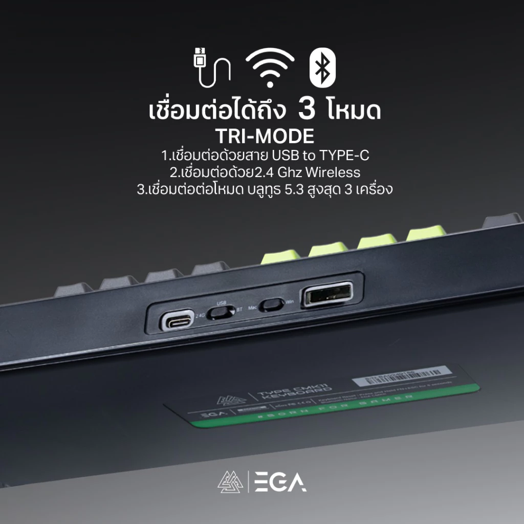 คีย์บอร์ดเกมมิ่งไร้สาย EGA TYPE CMK11 Mechanical Full RGB Hot swap ...