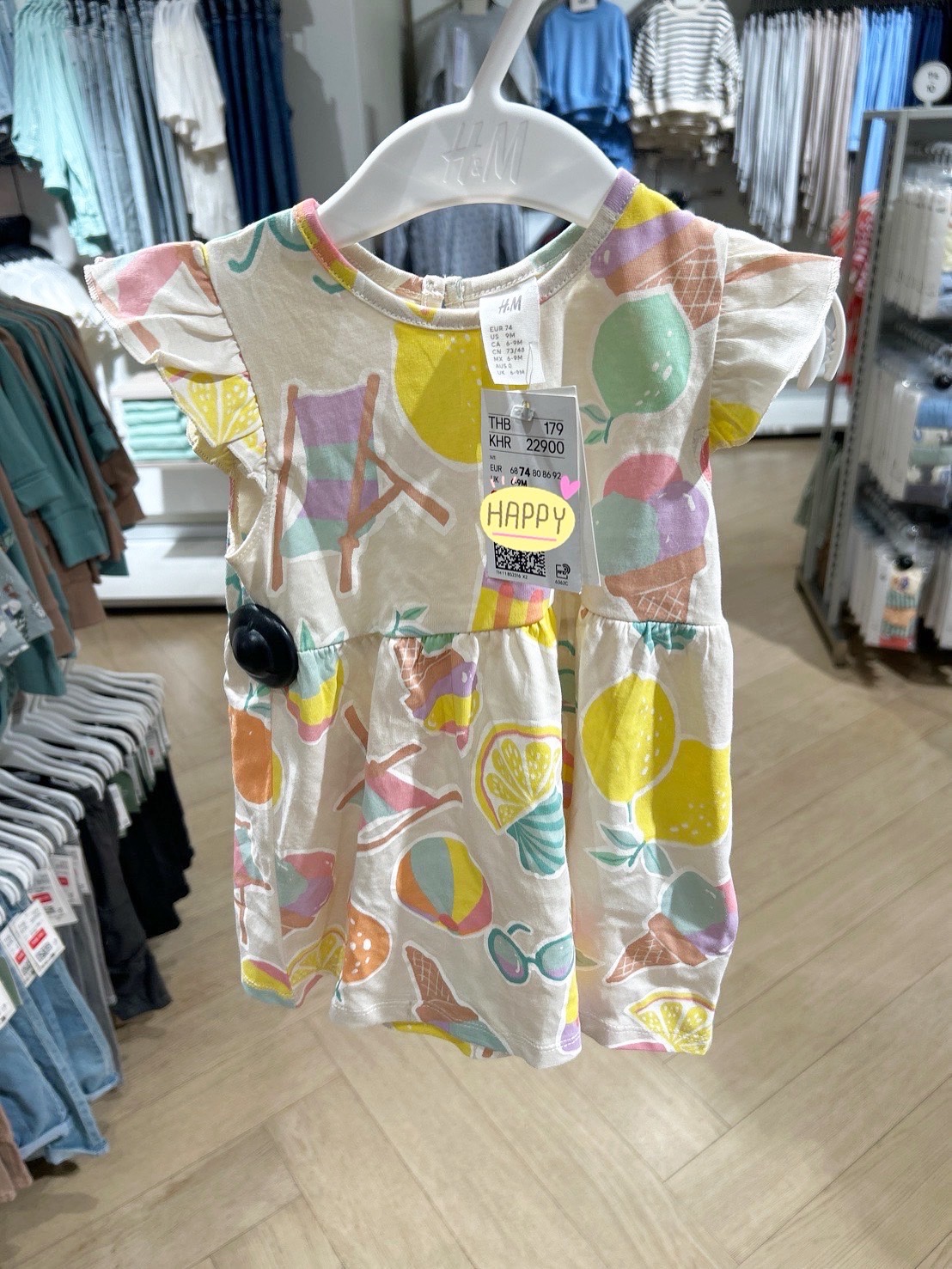 H&M เดรสเด็กเล็ก สีพาสเทล ลายผลไม้ ไอศครีม ของใหม่ แท้ พร้อมส่ง ...