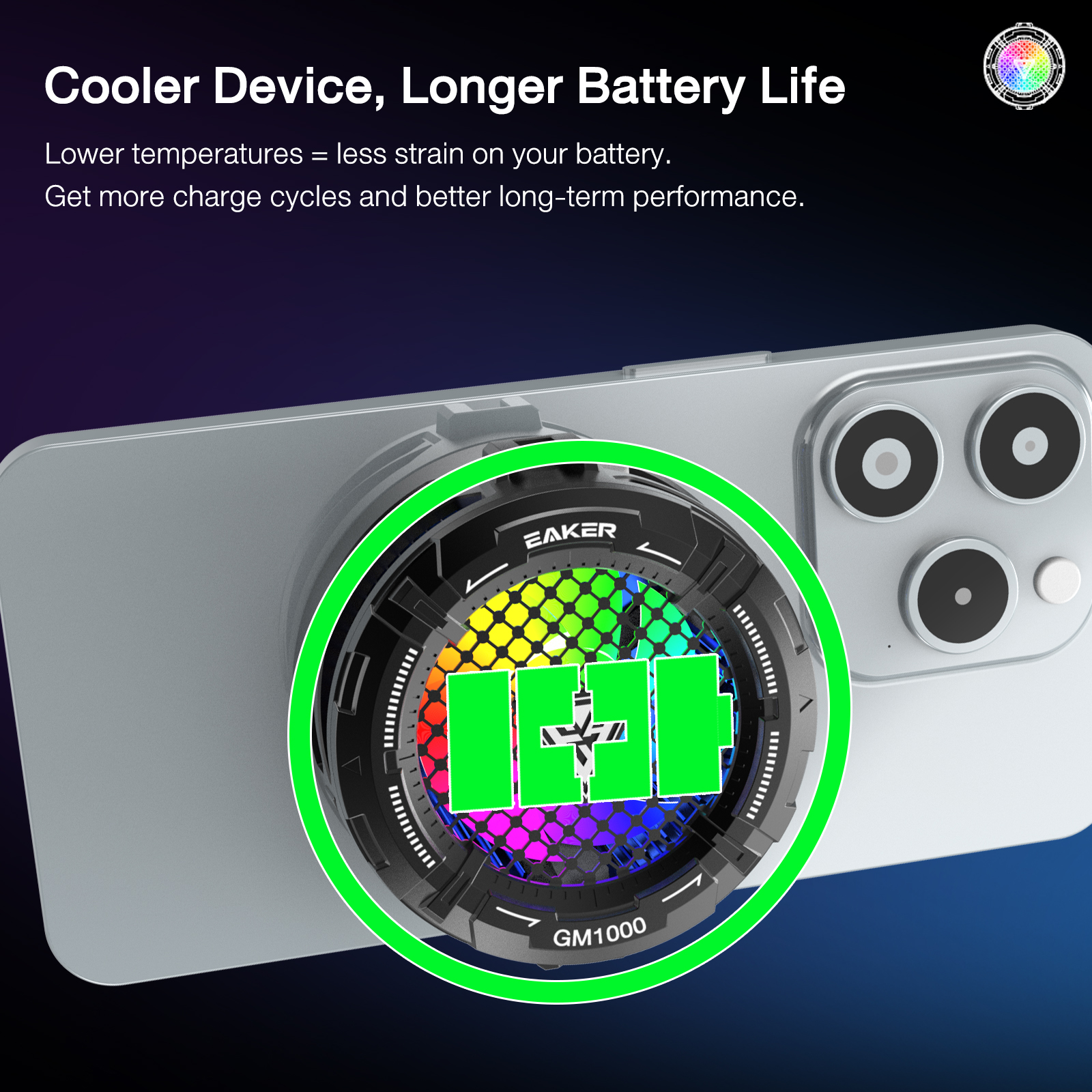 EAKER GM1000 27W พัดลมระบายความร้อน เย็นเร็ว เย็นจนเป็นน้ำแข็ง ปรับอุณหภูมิอัตโนมัติ ช่วยยืดอายุ ...