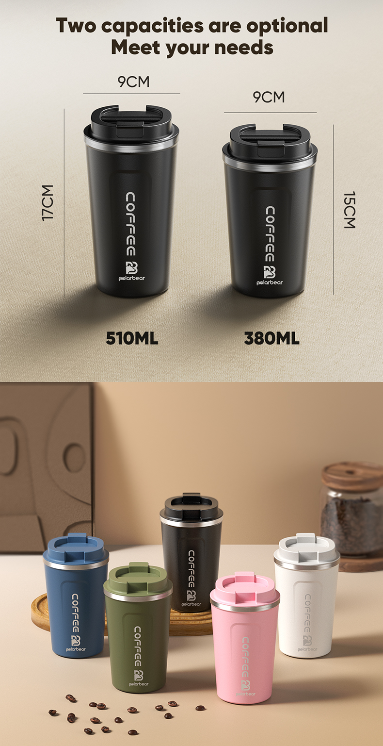 แก้วกาแฟพกพา Polarbear เก็บความเย็น แก้วกาแฟ แก้วเก็บอุณหภูมิ สแตนเลสแบบพกพา น้ำสแตนเลส 380ML ...