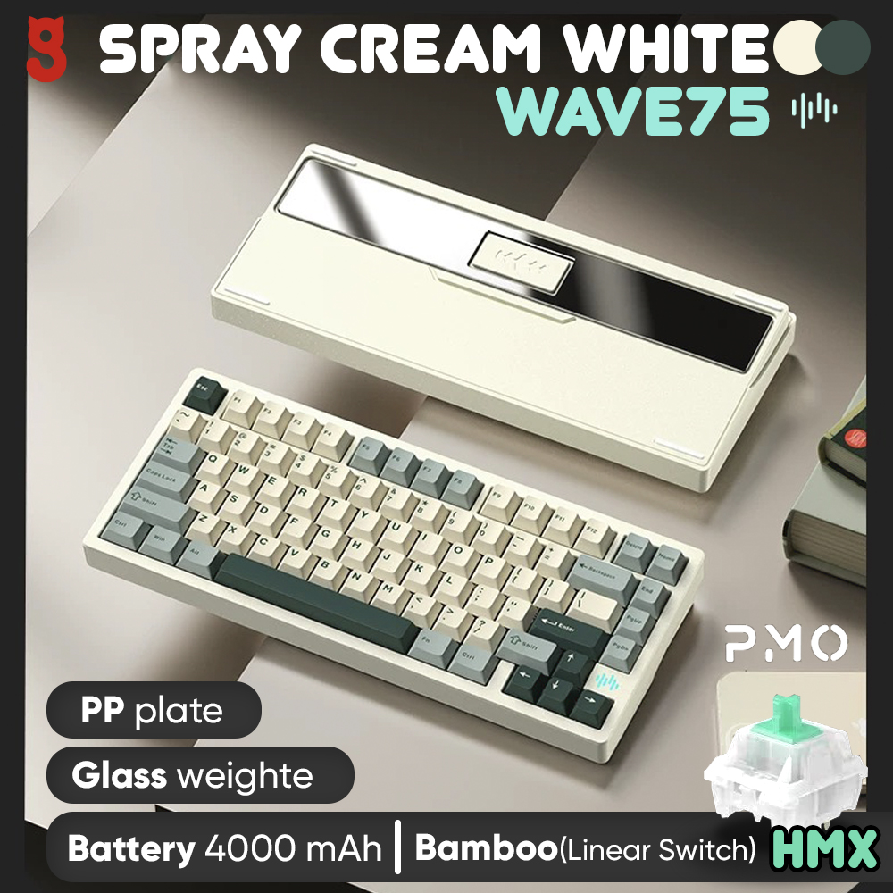 (พร้อมส่งจากไทยจัดส่งภายใน1วัน) WOB Rainy75 PMO Wave75 wave 75 Cream white pmo RGB HMX 3 mode ...