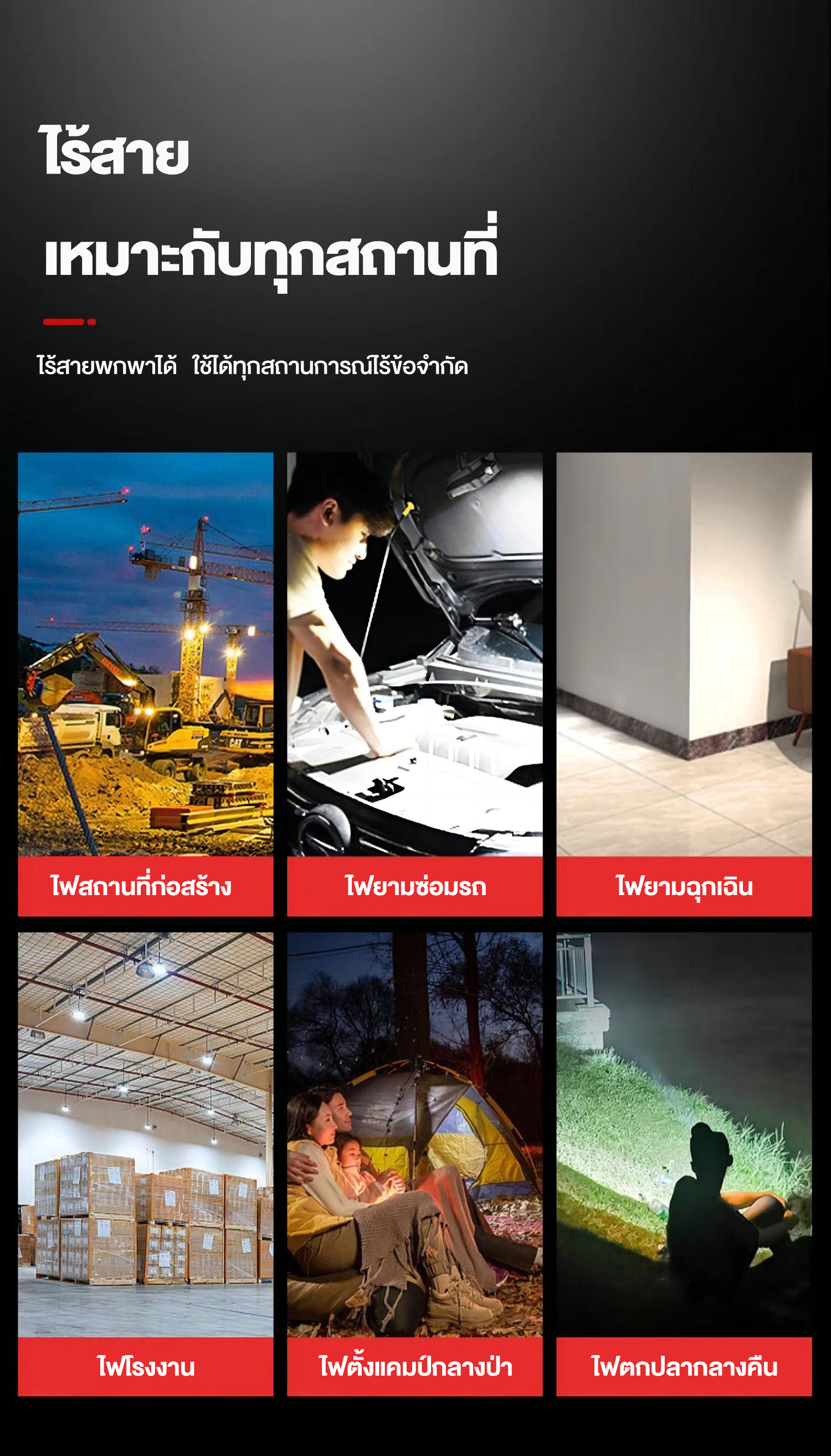 🔥มีสต็อก🔥JIAPU ไฟ LED ทำงานไร้สาย 21V 90วัตต์ไฟ LED สําหรับแบตเตอรี่ลิเธียม USB ไฟฉายสปอตไลท์ ...