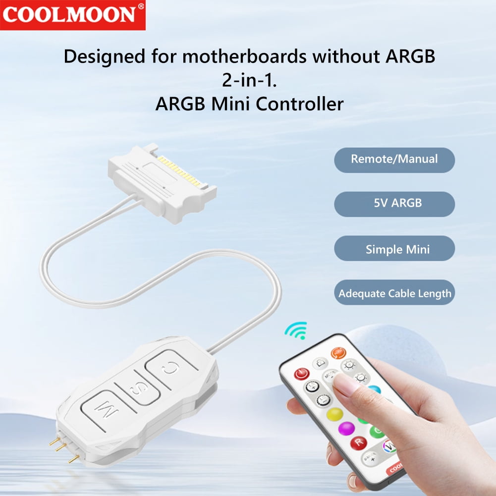 ARGB Controller Cable 5V 3pin To SATA RGB Remote With 1 to 4 Extension ...