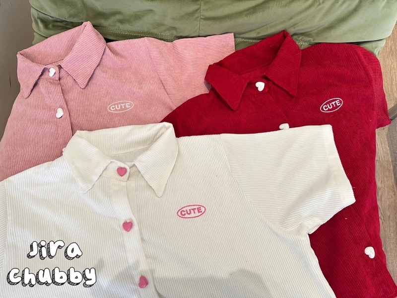 Fluffy Shirt - เสื้อเชิ้ตแขนสั้นคอปกปักลาย CUTE (อก40-52“) | Shopee ...