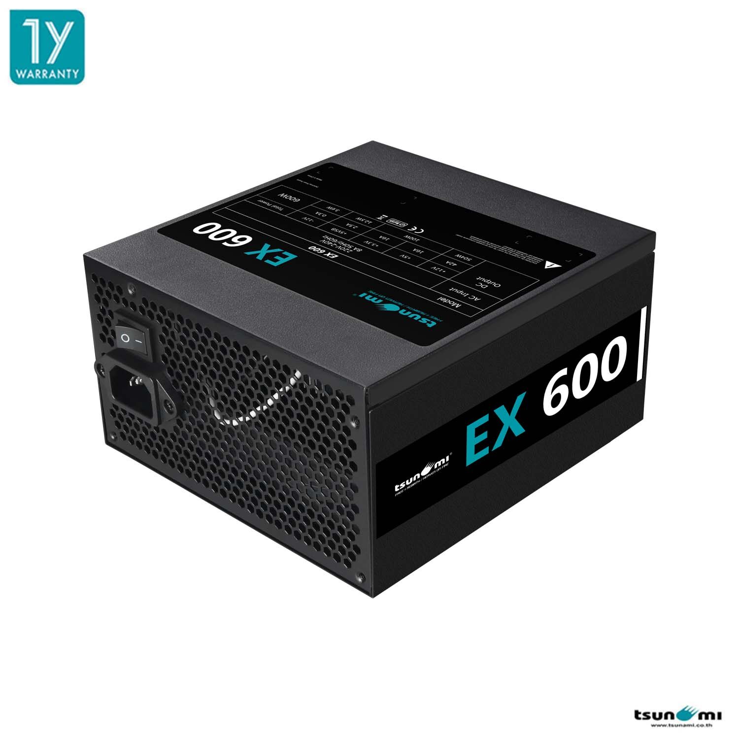 TSUNAMI EX600 POWER SUPPLY 600W พาวเวอร์ซัพพลาย อุปกรณ์จ่ายไฟ สินค้า ...