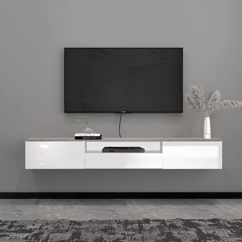 Tomato Home ชั้นทีวีติดผนัง Rome wall TV unit, หน้าบาน HIGH GLOSS ...
