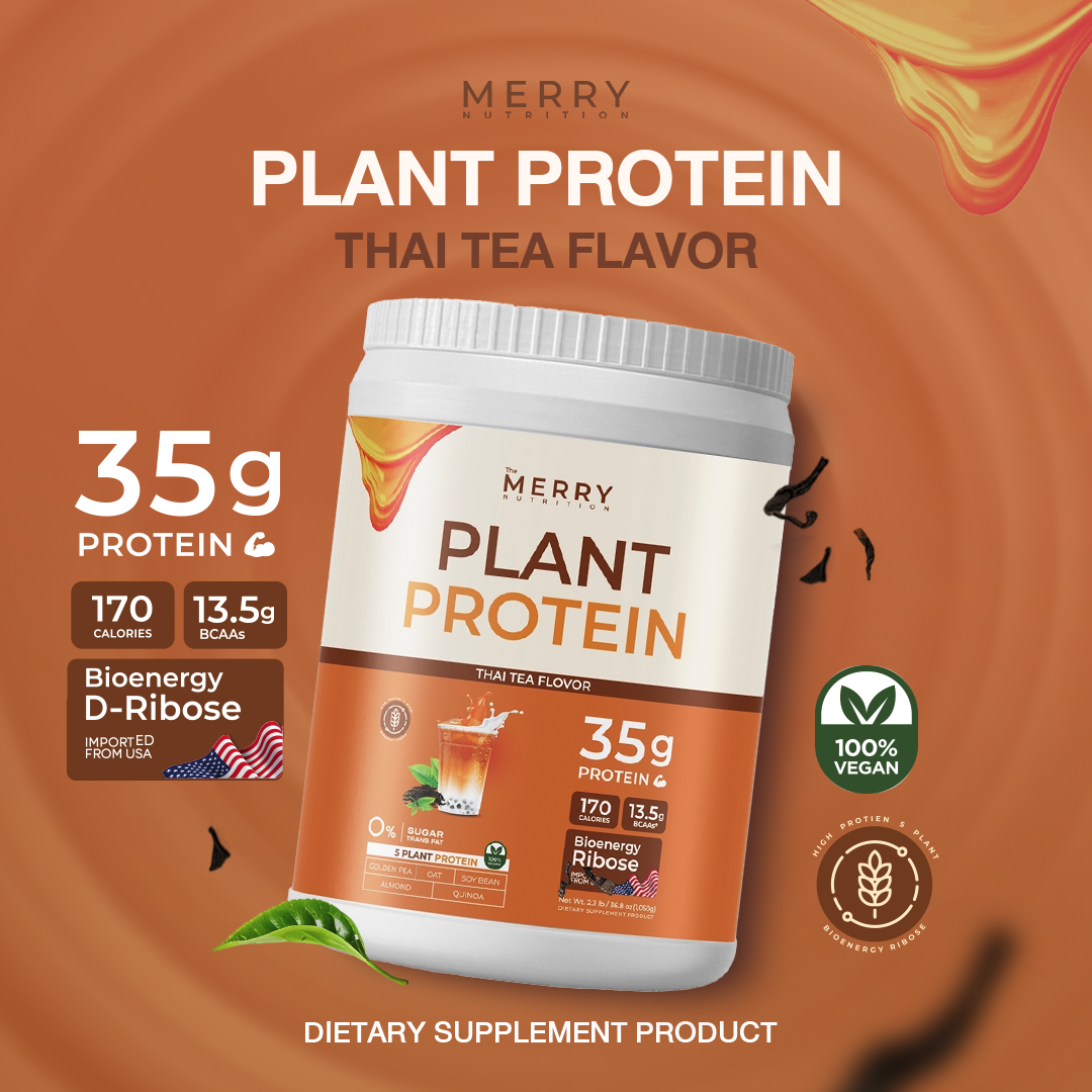 Merry Plant Protein โปรตีนพืช 5 ชนิด: สูตรสร้างกล้ามเนื้อ โปรตีน 35 ...