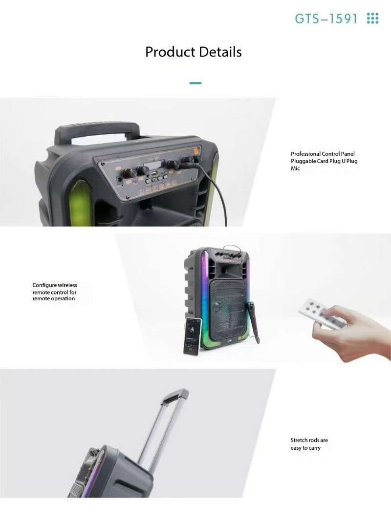 ลำโพงบลูทูธ GTS-1591 ลำโพง 12 นิ้ว เบสแน่น ไฟ LED สุดล้ำ พร้อมไมค์ ไร้สาย Bluetooth | Shopee ...