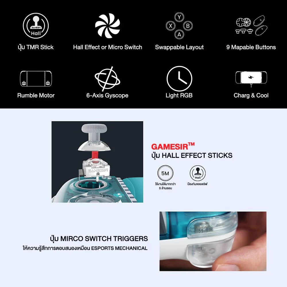 GameSir X3 Pro Controller สำหรับ Android, iPhone 15 Series พร้อมตัว ...