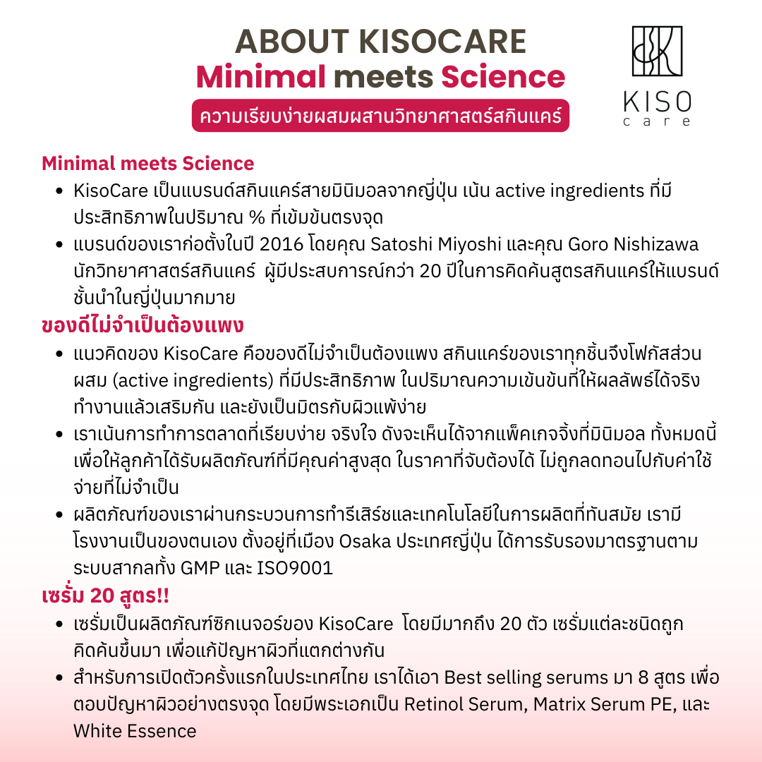 KISOCARE MATRIX SERUM PE (Peptide Serum) เซรั่มแอนตี้เอจจิ้งสูตรพรีเมี่ยม อุดมด้วยเปปไทด์ 4 ชนิด ...