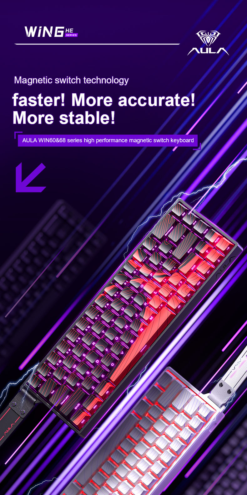 Aula Win 68 Magnetic Switch Keyboard คีย์บอร์ด แม็กเนติก 8k | Shopee ...
