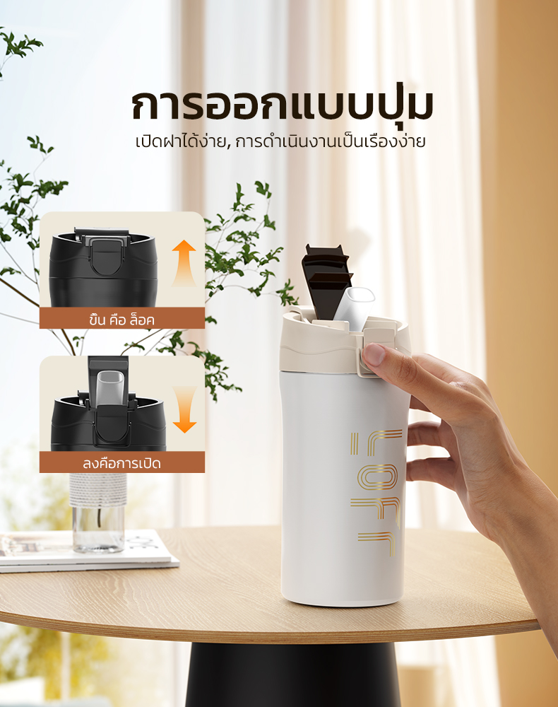 Polarbear แก้วกาแฟพกพา เก็บความเย็น แก้วกาแฟ แก้วเก็บอุณหภูมิ สแตนเลสแบบพกพา น้ำสแตนเลส 380ML ...