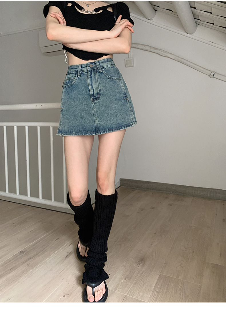 GHAOHES กระโปรงกางเกงยีนส์ S-4XL เอวสูง ลมเกาหลี มินิน่ารัก ผ่า 2 ข้าง มีซับยีนส์ กระโปรง y2k ...